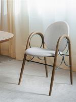 China Customized Size Hotel Restaurant Furniture  Metal Solid Wood Fabric Dining Chair for sale