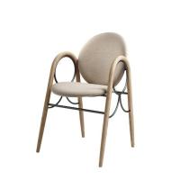 China Customized Size Hotel Restaurant Furniture  Metal Solid Wood Fabric Dining Chair for sale