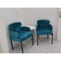 China Light Luxury Creative Hotel Restaurant Furniture Metal Art Velvet Armrest Dining Chair for sale