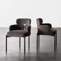 China Light Luxury Creative Hotel Restaurant Furniture Metal Art Velvet Armrest Dining Chair for sale