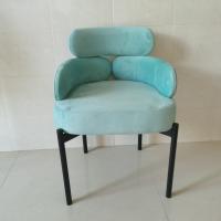China Light Luxury Creative Hotel Restaurant Furniture Metal Art Velvet Armrest Dining Chair for sale
