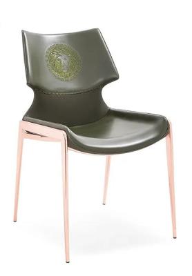 China Italian Minimalist Hotel Restaurant Furniture Comfortable Backrest Metal Leather Dining Chair for sale