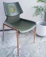 China Italian Minimalist Hotel Restaurant Furniture Comfortable Backrest Metal Leather Dining Chair for sale