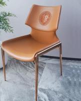 China Italian Minimalist Hotel Restaurant Furniture Comfortable Backrest Metal Leather Dining Chair for sale