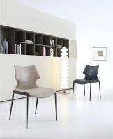 China Italian Minimalist Hotel Restaurant Furniture Comfortable Backrest Metal Leather Dining Chair for sale