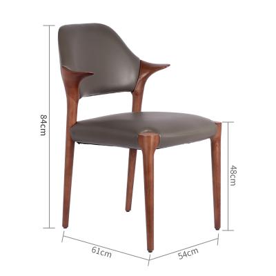 China Restaurant Solid Wood Dining Chair Creative Soft Backrests Cow Corner Shape Armrests for sale