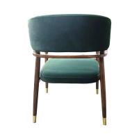 China Skin Friendly Light Luxury Hotel Furniture Solid Wood Armrest Silky Velvet Dining Chair for sale
