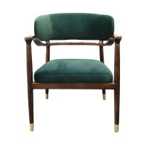 China Skin Friendly Light Luxury Hotel Furniture Solid Wood Armrest Silky Velvet Dining Chair for sale
