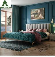 China Custom Size Wooden Double Bed Queen Platform King Size Fabric Bed Hotel Bedroom Furniture for sale