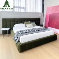 China Modern Hotel Resort Bedroom Furniture Sets King Size Luxury Green Velvet Beds for sale