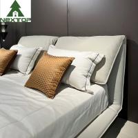China Stainless steel Upholstered Bedroom Sets Modern White Leather King Size Bed for sale