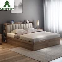 China Wooden Frame Leather Headboard Bed With Nightstands Home Hotel Room Furniture for sale