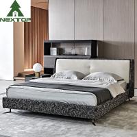 China Villa Upscale Bedroom Sets Home Modern Simple Fabric Upholstered Bed for sale
