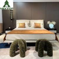 China Stainless steel Upholstered Bedroom Sets Modern White Leather King Size Bed for sale
