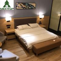China 3 4 5 Star Luxury Wooden Bed With Nightstand Motel Hotel Resort Bedroom Furniture for sale