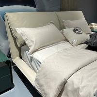 China Stainless steel Upholstered Bedroom Sets Modern White Leather King Size Bed for sale