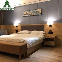 China 3 4 5 Star Luxury Wooden Bed With Nightstand Motel Hotel Resort Bedroom Furniture for sale