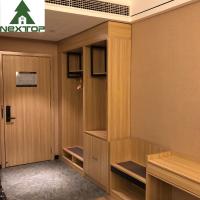 China 3 4 5 Star Luxury Wooden Bed With Nightstand Motel Hotel Resort Bedroom Furniture for sale