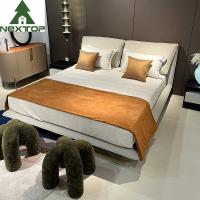 China Stainless steel Upholstered Bedroom Sets Modern White Leather King Size Bed for sale