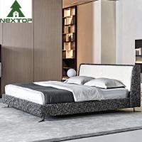 China Villa Upscale Bedroom Sets Home Modern Simple Fabric Upholstered Bed for sale