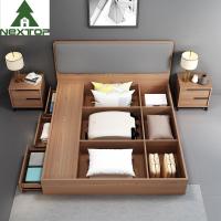 China Modern Hotel Bedroom Furniture Wooden Structure Double Storage Bed For Home for sale