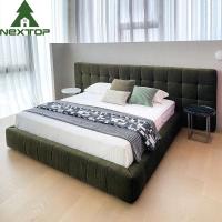 China Modern Hotel Resort Bedroom Furniture Sets King Size Luxury Green Velvet Beds for sale
