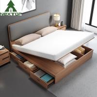 China Modern Hotel Bedroom Furniture Wooden Structure Double Storage Bed For Home for sale