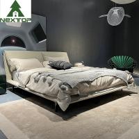 China Stainless steel Upholstered Bedroom Sets Modern White Leather King Size Bed for sale