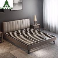 China Wooden Frame Leather Headboard Bed With Nightstands Home Hotel Room Furniture for sale