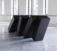 China Novel Style Fashion Square Long Dining Table Acrylic Personality Base Design for sale