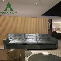 China Light Green Comfortable Fabric 3 4 5 6 Seater Long Sofa Customization for sale