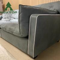 China Light Green Comfortable Fabric 3 4 5 6 Seater Long Sofa Customization for sale