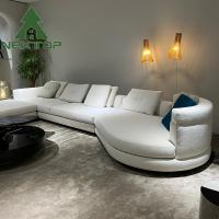China White Semi Circular Linen Sofa Interior Decoration Villa Living Room Office Area for sale