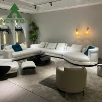 China White Semi Circular Linen Sofa Interior Decoration Villa Living Room Office Area for sale
