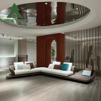 China 60D Sponge Deluxe Curved Sofa Set Furniture Italian Modern L Shape Leather Sofas for sale
