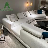China White Semi Circular Linen Sofa Interior Decoration Villa Living Room Office Area for sale