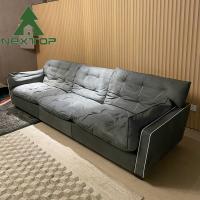 China Light Green Comfortable Fabric 3 4 5 6 Seater Long Sofa Customization for sale