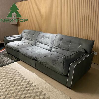 China Light Green Comfortable Fabric 3 4 5 6 Seater Long Sofa Customization for sale