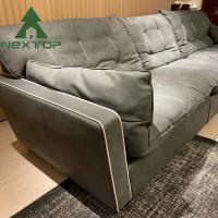 China Light Green Comfortable Fabric 3 4 5 6 Seater Long Sofa Customization for sale