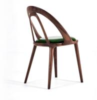 China Nordic Style Walnut Dining Chair Light Luxury Genuine Leather Solid Black for sale