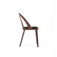 China Nordic Style Walnut Dining Chair Light Luxury Genuine Leather Solid Black for sale