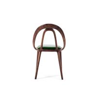 China Nordic Style Walnut Dining Chair Light Luxury Genuine Leather Solid Black for sale