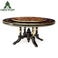 China Deluxe Dining Room Set Classical Antique Wooden Round Dining Table With Turntable for sale