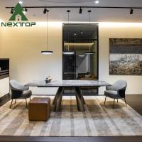 China NEXTOP Stainless Steel Marble Top Dining Table Sets Art Base Rectangle for sale