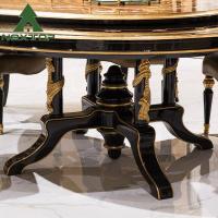 China Deluxe Dining Room Set Classical Antique Wooden Round Dining Table With Turntable for sale