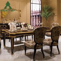 China British Royal Style Dining Table Set 6 Seater Luxury Wooden Dining Table Sets for sale