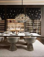 China Restaurant Villa White Marble Top Dining Table 8 10 Metal Chairs Set for sale