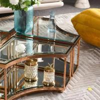 China OEM Modern Glass Coffee Table Mirror Rose Gold Center Table For Lobby Home Villa for sale