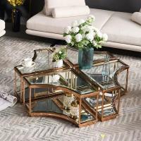 China OEM Modern Glass Coffee Table Mirror Rose Gold Center Table For Lobby Home Villa for sale