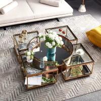 China OEM Modern Glass Coffee Table Mirror Rose Gold Center Table For Lobby Home Villa for sale